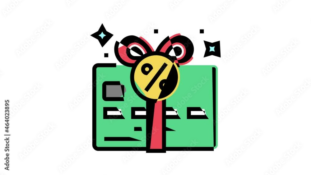 bonus card animated color icon. bonus card sign. isolated on white ...