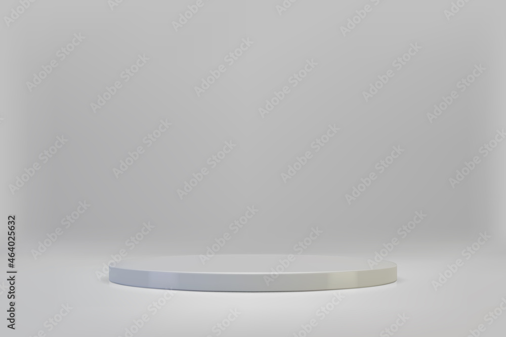 3D white circle podium on light background. Empty stage for product ...