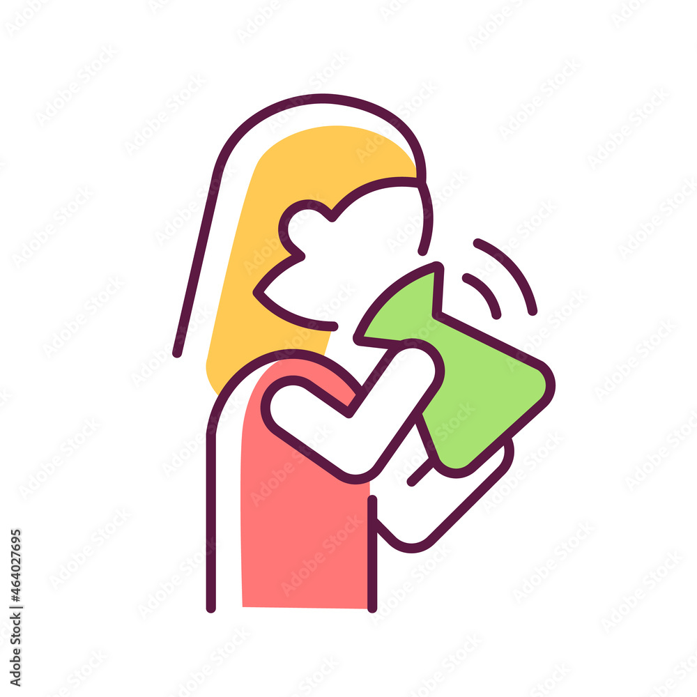 Hyperventilation RGB color icon. Panic attack symptom. Respiratory ...