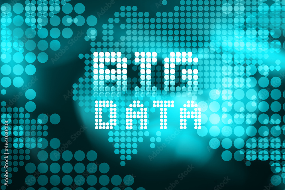 ภาพประกอบสต็อก Big Data on global world map digital background. AI ...