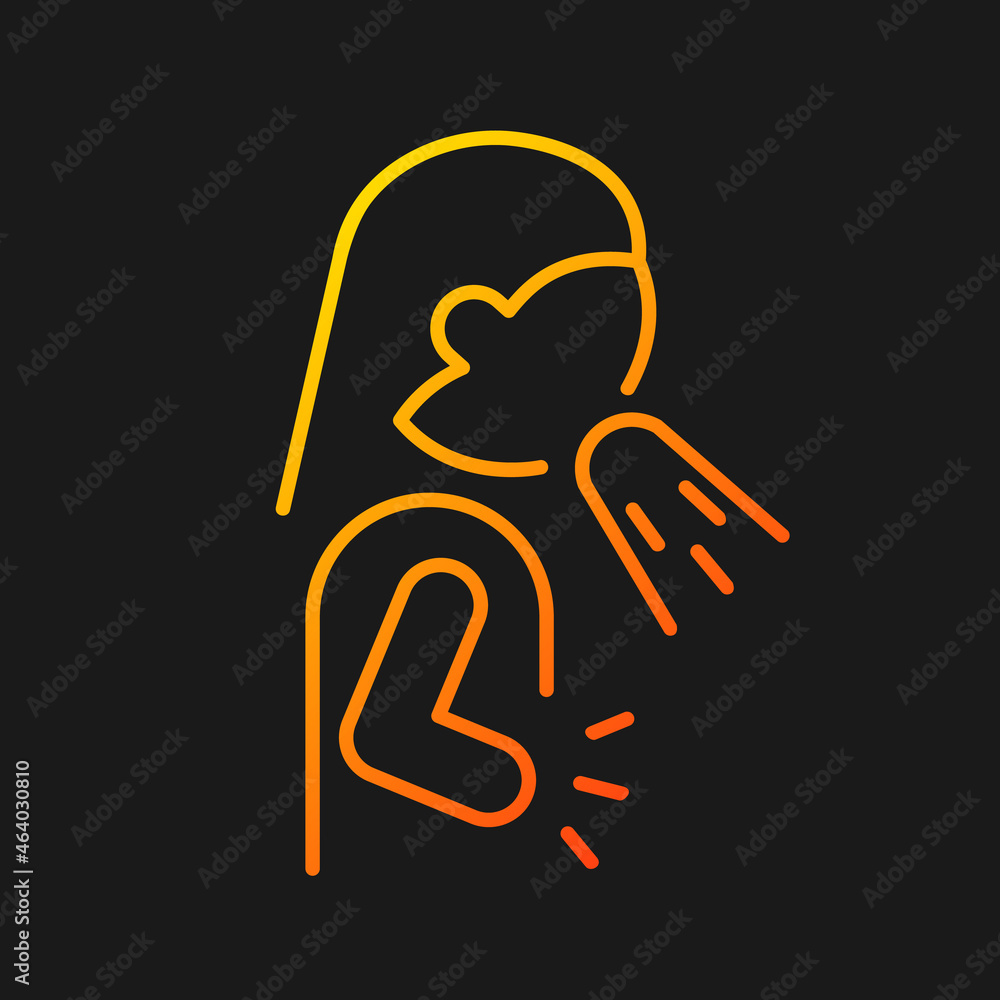 Nausea, vomiting gradient vector icon for dark theme. Panic attack symptom. Mental disorder ...
