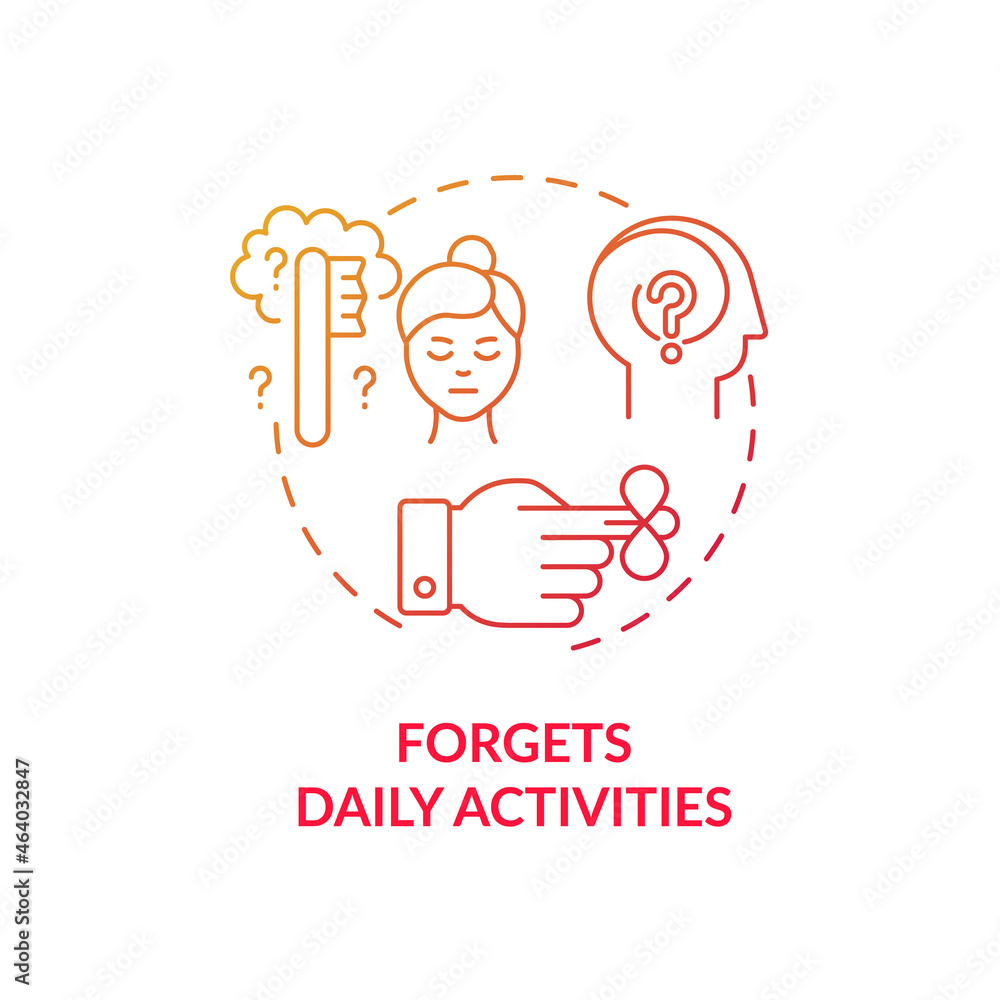 Forgets daily activities concept icon. Inattentive symptom abstract ...