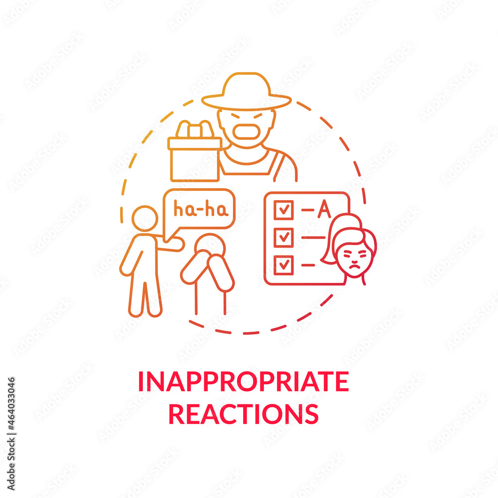 Inappropriate reactions concept icon. Hyperactive sign abstract idea ...