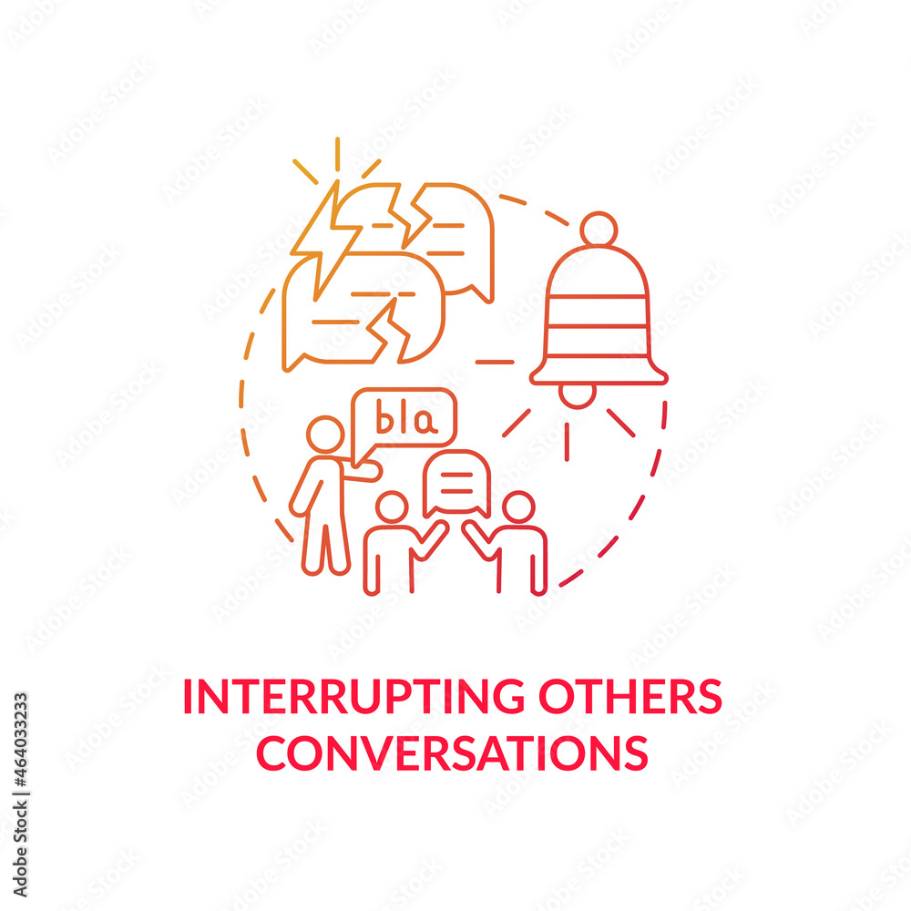Interrupting others conversations concept icon. Hyperactive-impulsive ...