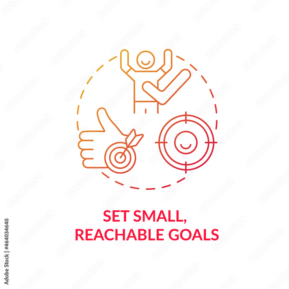 Set small, reachable goals concept icon. Parenting tip for ADHD ...