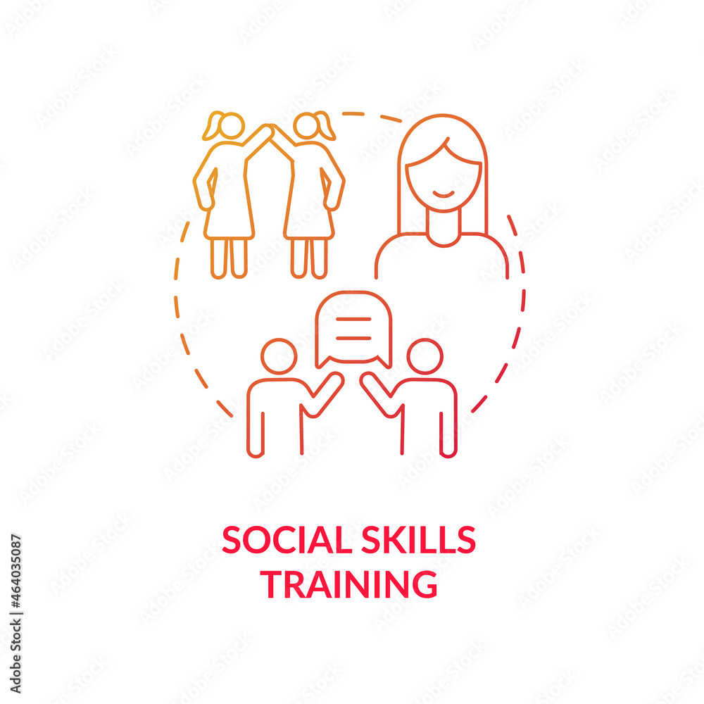 Social skills training concept icon. ADHD treatment abstract idea thin ...