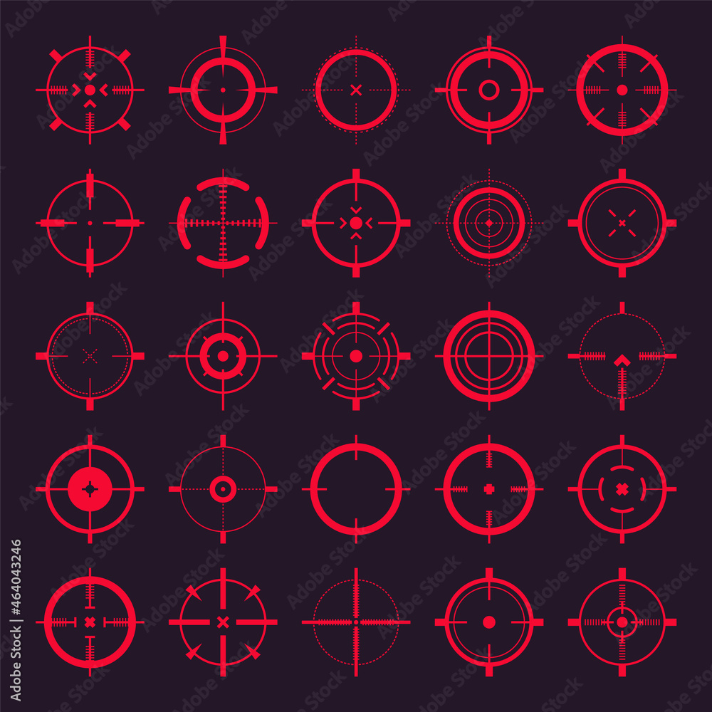 Fototapeta kuchenna Crosshair, gun sight vector icons. Bullseye, red ...