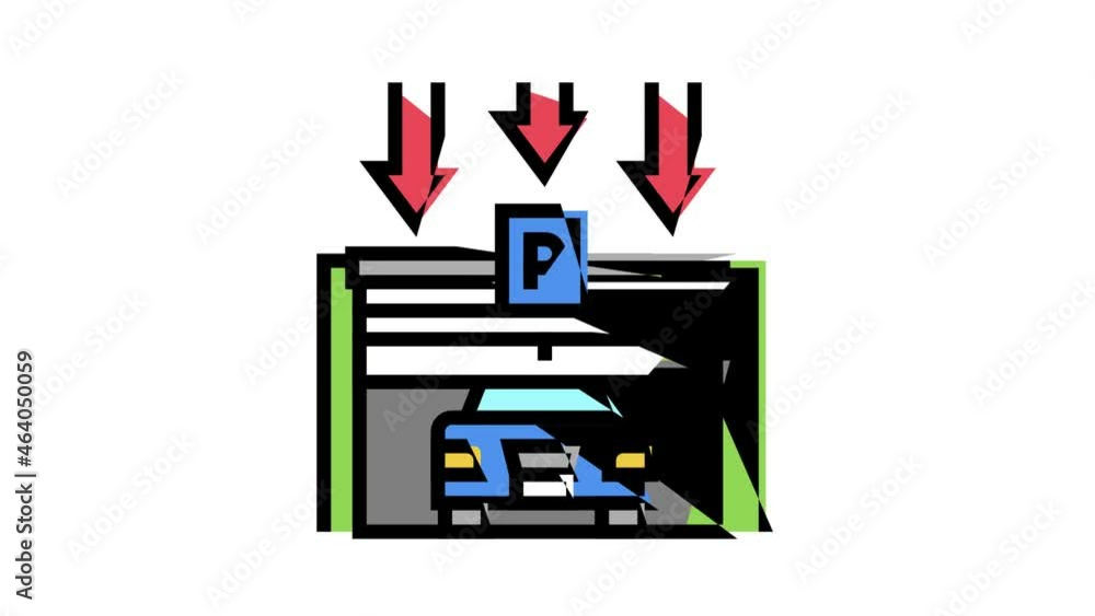 gate closing parking animated color icon. gate closing parking sign ...