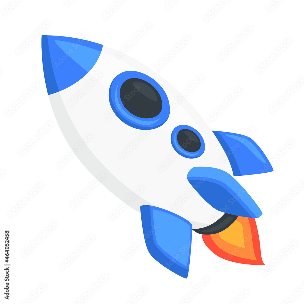 Rocket Blue Sign Emoji Icon Illustration. Astronaut Space Transport ...