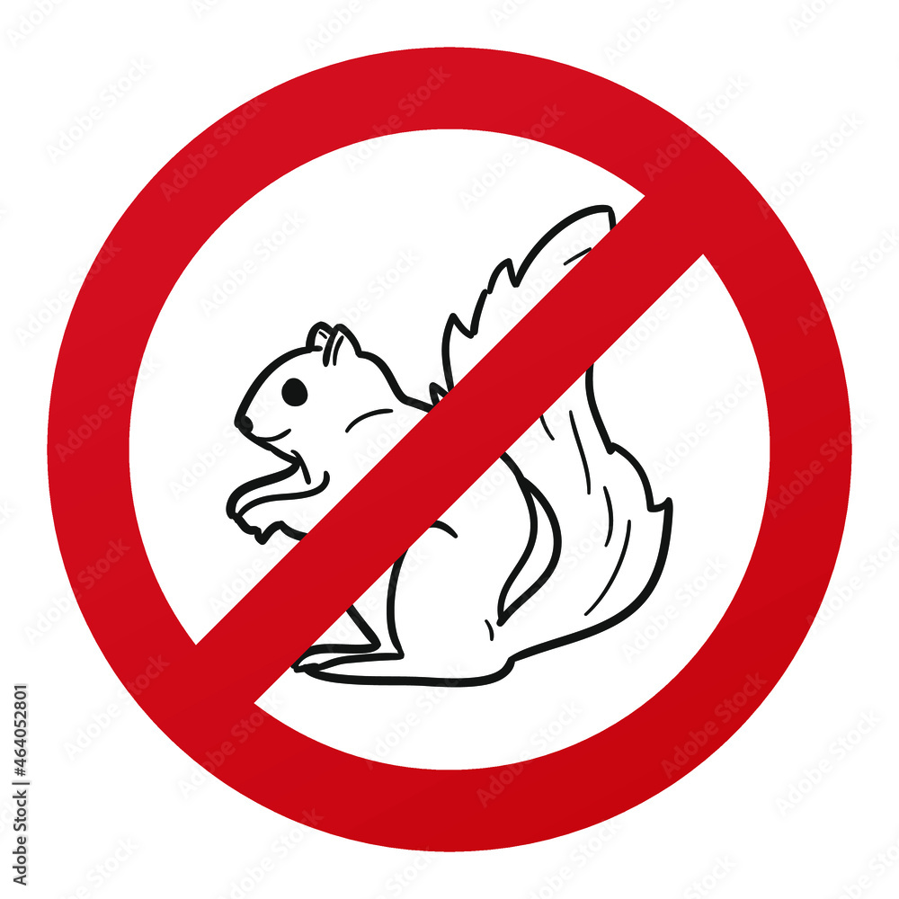 No Squirrel Symbol Isolated on White Background. Forest Animal Vector ...