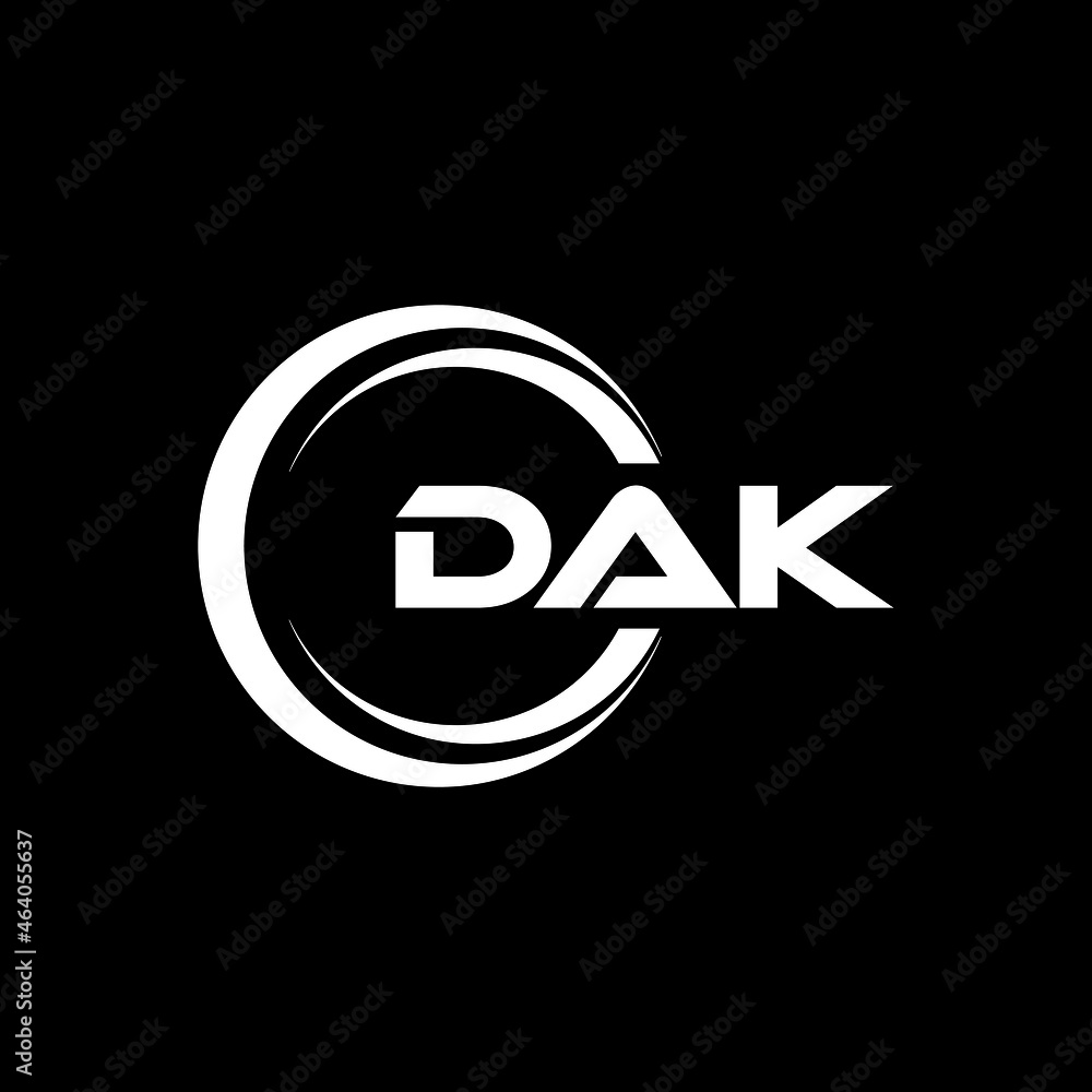 DAK letter logo design with black background in illustrator, vector ...