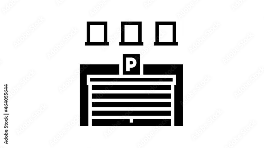 building parking animated line icon. building parking sign. isolated on ...