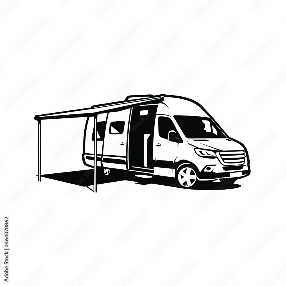 Motorhome campervan caravan vector silhouette illustration Stock Vector ...