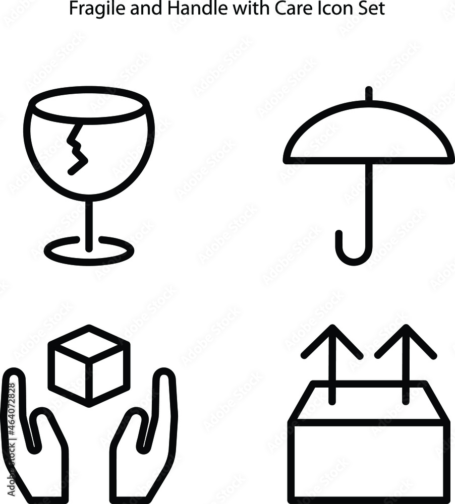 fragile icon set isolated on white background. fragile icon thin line outline linear fragile ...