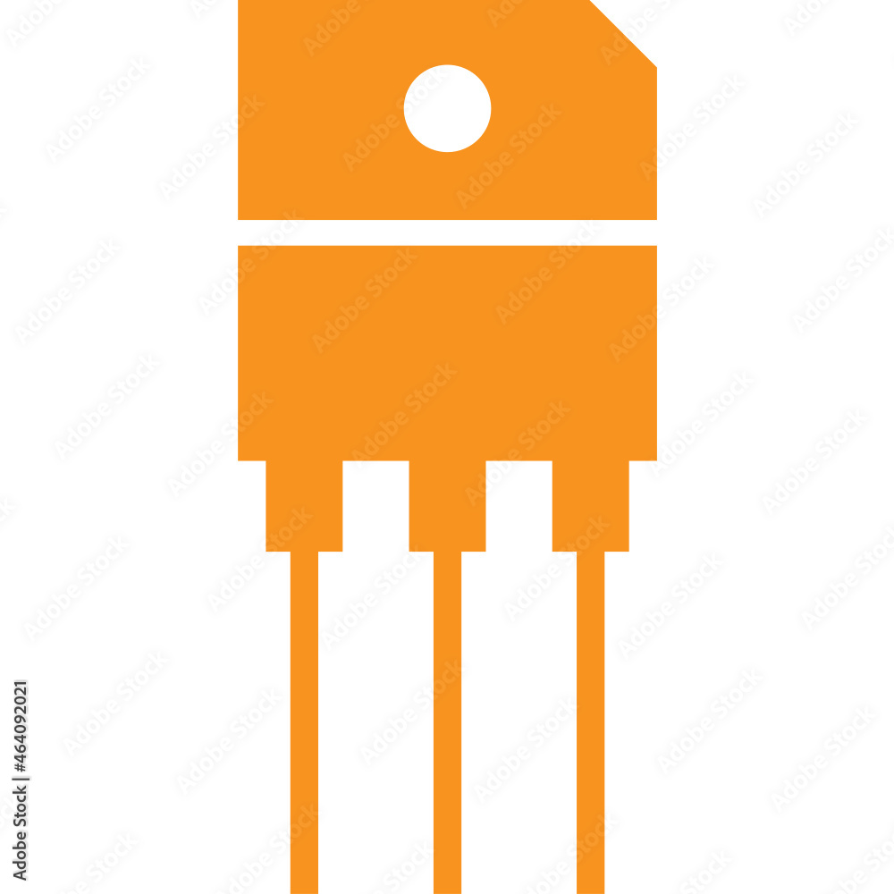 Transistor soild icon, electronic and circuit thing in main board white ...