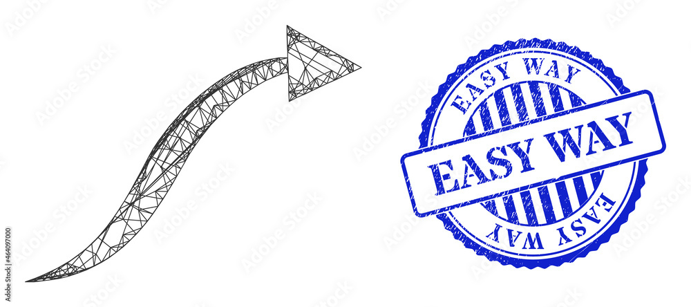Vector net curve arrow wireframe, and Easy Way blue rosette textured ...