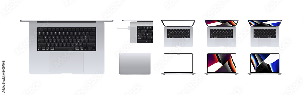 Laptop realistic computer in mockup style. 3D realistic notebooks for ...