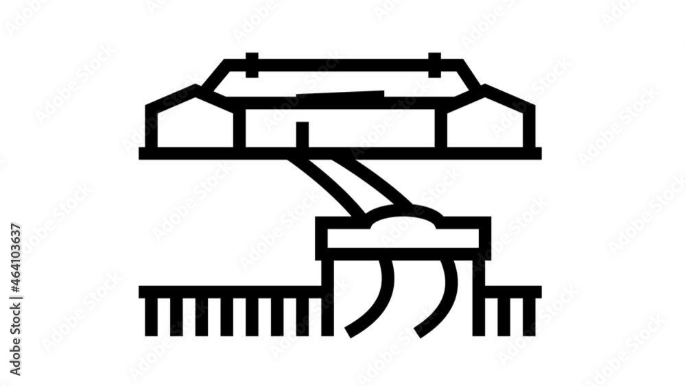 ranch style house animated line icon. ranch style house sign. isolated ...