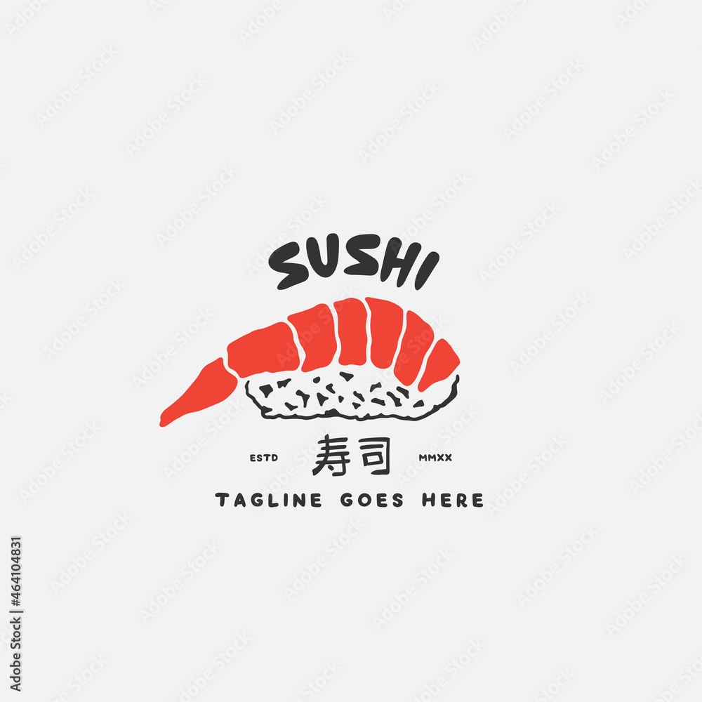 Sushi logo template. Japanese traditional cuisine, tasty food icon ...