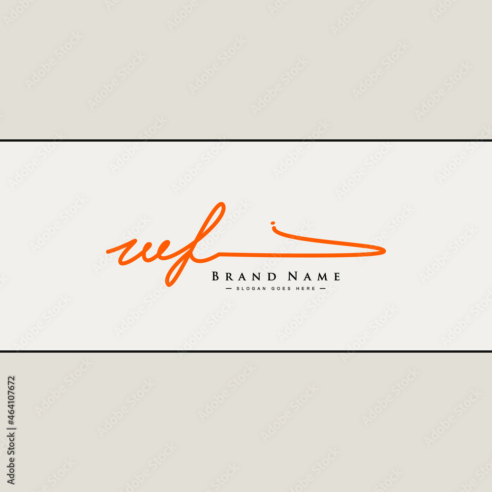 Initial Letter WF Logo - Handwritten Signature Style Logo Stock Vector ...