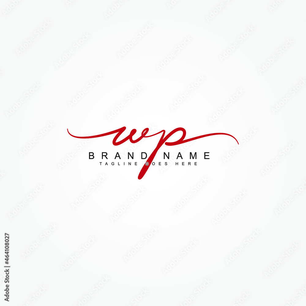 Initial Letter WP Logo - Hand Drawn Signature Style Logo Stock Vector ...