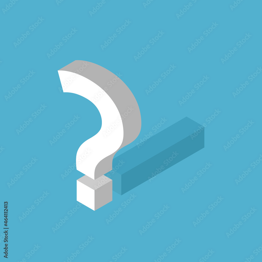 Isometric question mark with exclamation shadow. Hidden risk ...