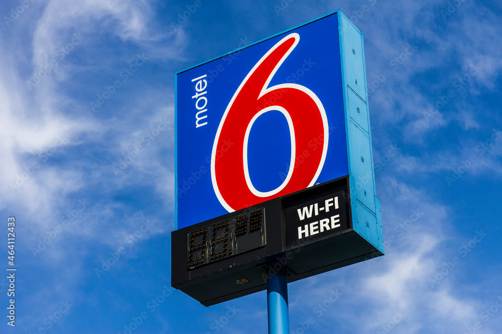 Motel 6 Logo and Signage. Motel 6 is a major chain of budget motels ...