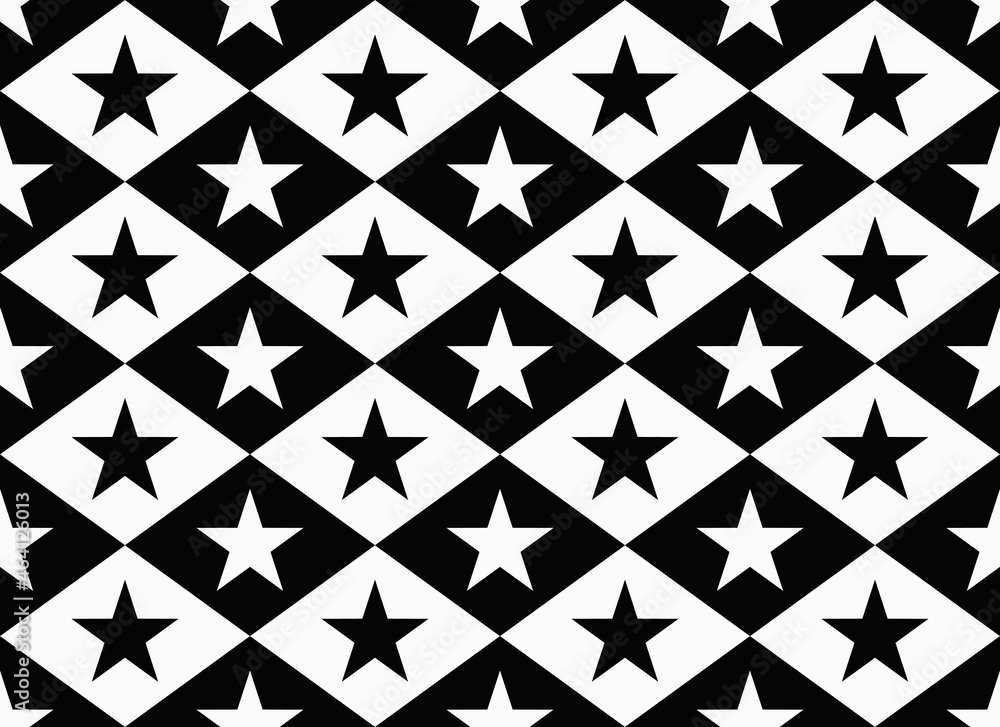 The five-pointed star pattern is arranged in a zigzag manner. Seamless ...