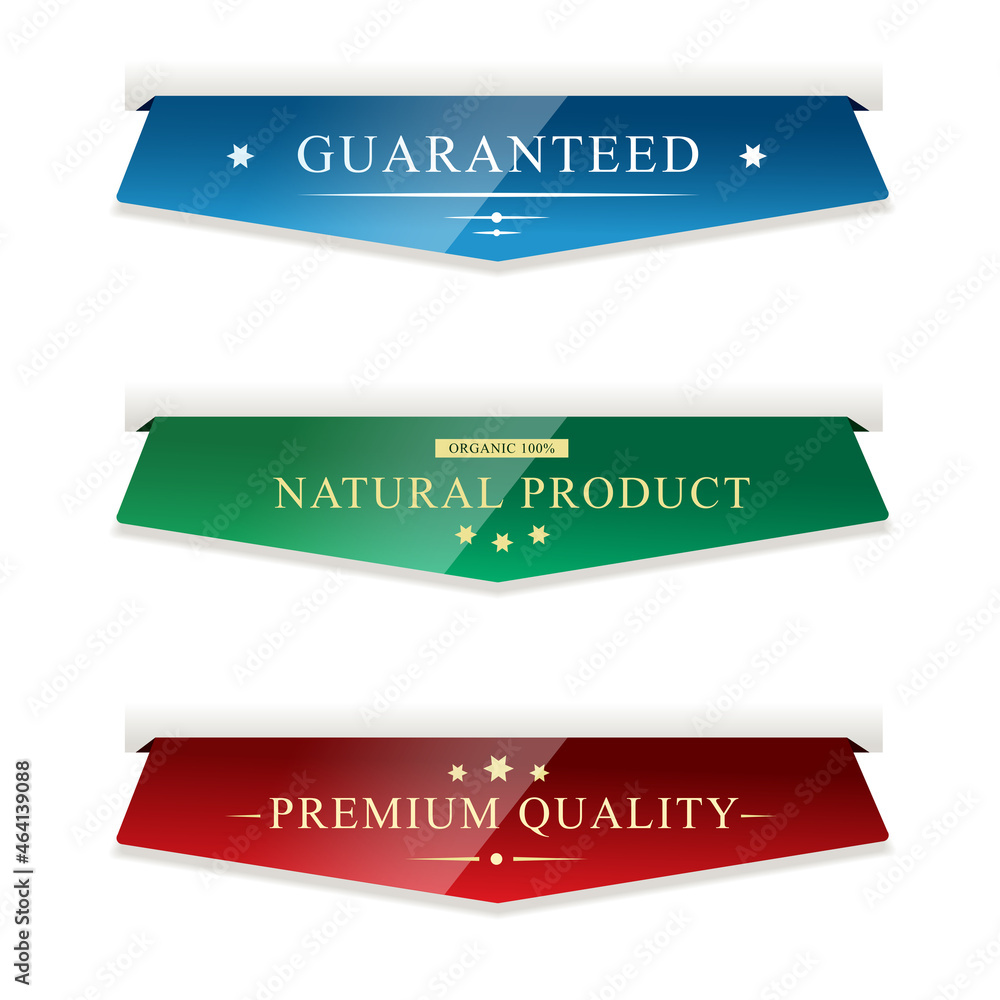 Close-up of ribbon banners set isolated on white background. Collection ...