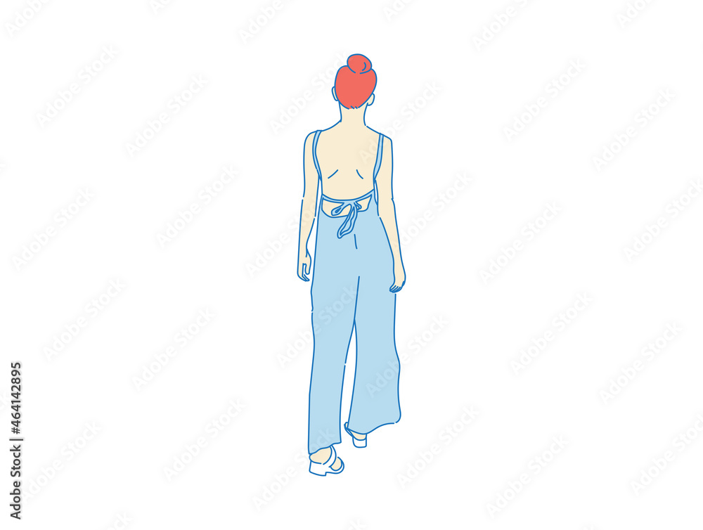 beautiful woman cute girl standing behind , backside view of person ...