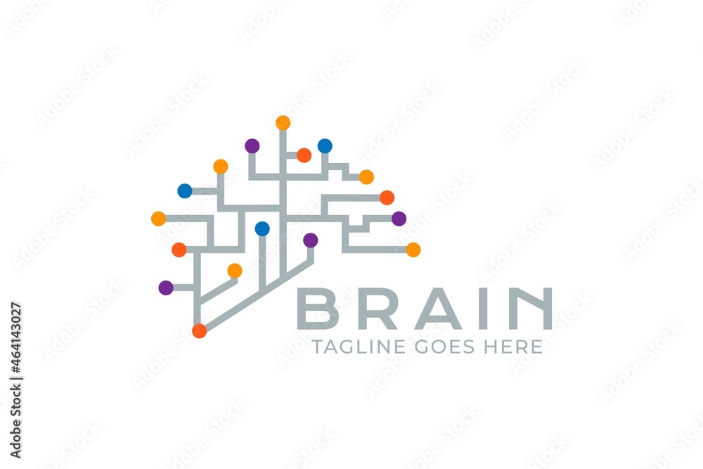 abstract brain logo design, technology logo design, artificial ...