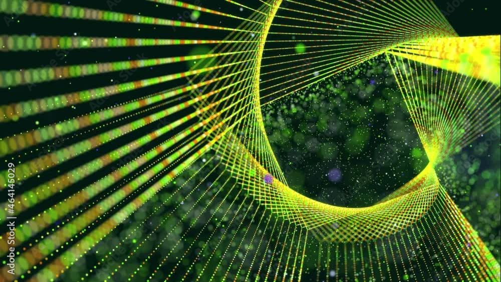 Abstract glow green particles form 3d object. Vj loop as bg of virtual ...