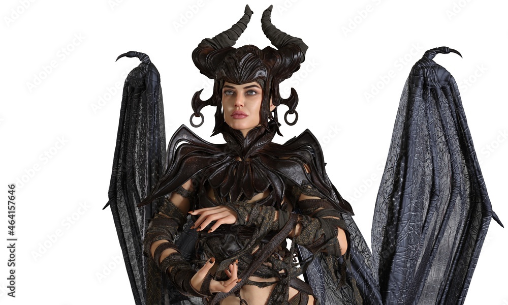 Black magic queen 3d illustration isolated on white background Stock ...