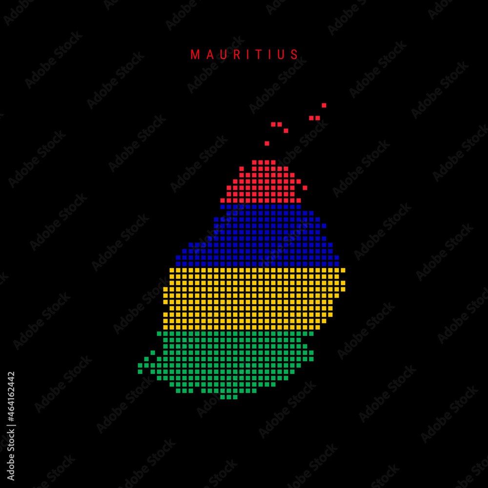Square dots pattern map of Mauritius. Dotted pixel map with flag colors. Vector illustration ...