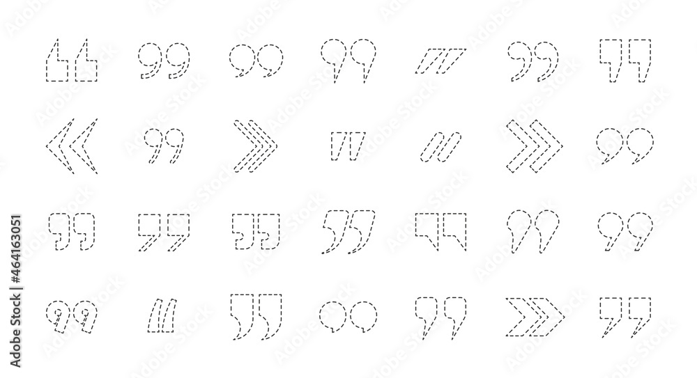 Large collection of commas and quote marks. Flat line vector ...