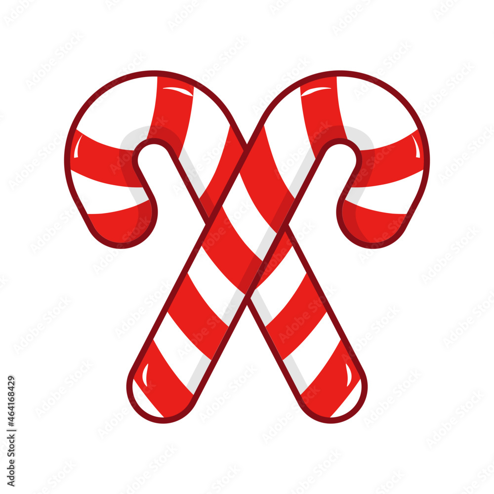 Sweet walking sticks caramel. Two candy sticks. Crossed candy canes. Two christmas canes icon ...