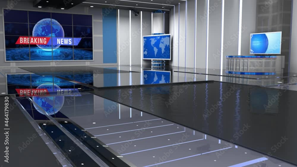 News TV Studio Set - Virtual Green Screen Background Loop motion ...