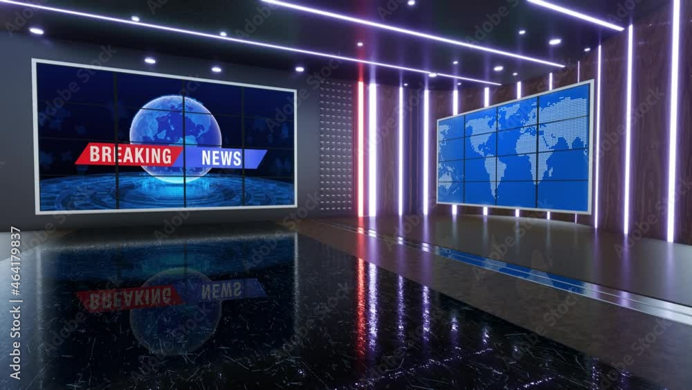 News TV Studio Set - Virtual Green Screen Background Loop motion ...