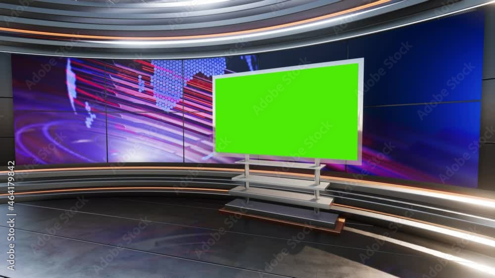 News TV Studio Set - Virtual Green Screen Background Loop motion ...