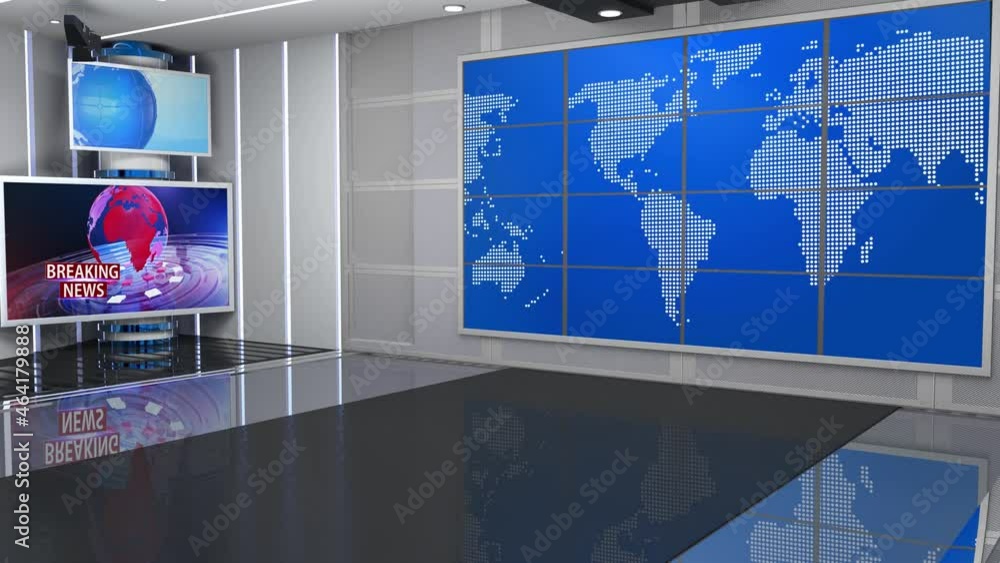 News TV Studio Set - Virtual Green Screen Background Loop motion ...