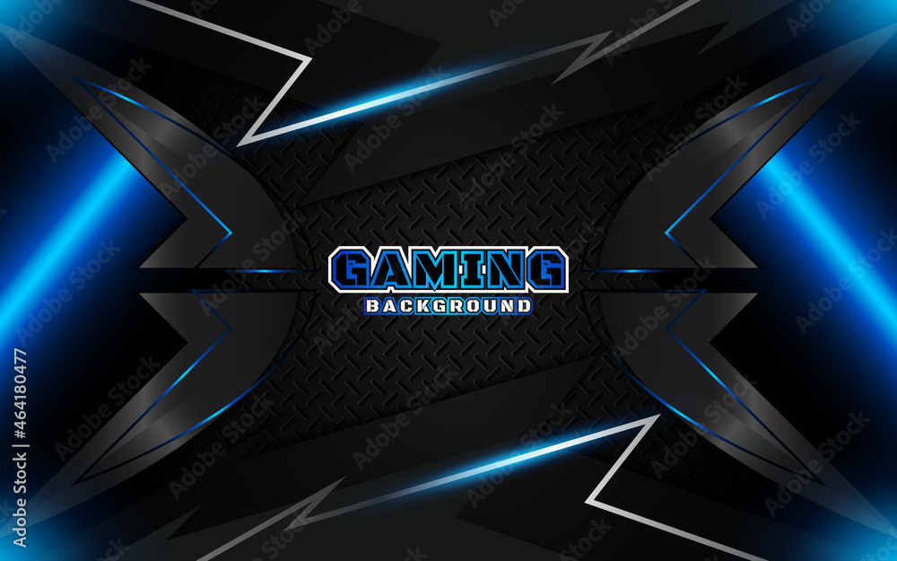 Abstract light futuristic blue and black gaming background with modern ...