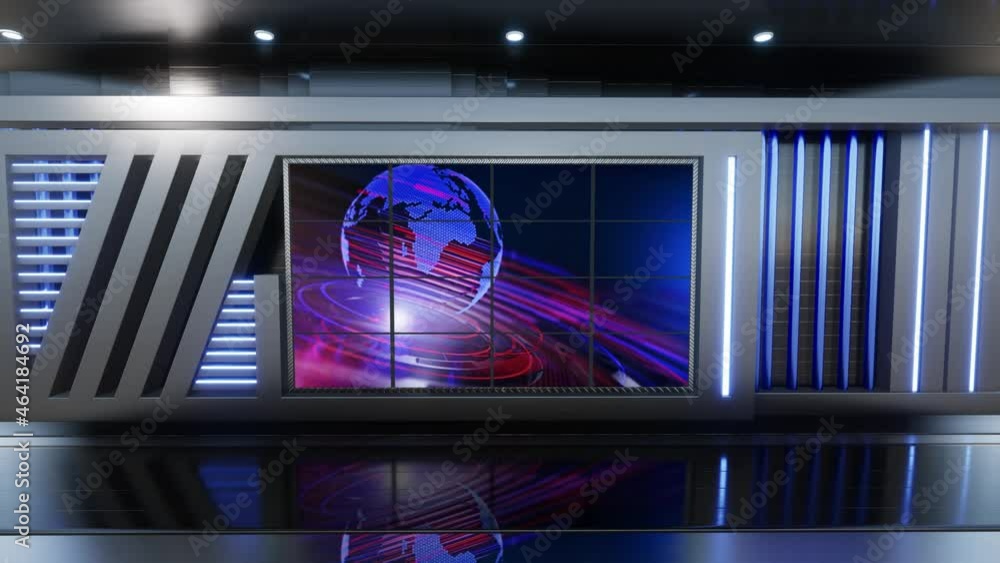 News TV Studio Set - Virtual Green Screen Background Loop motion ...