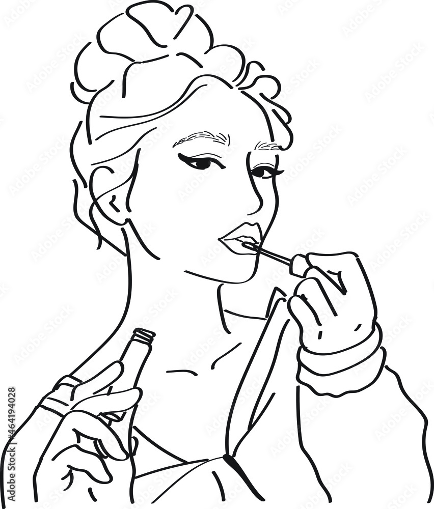 Line art of a woman Stock Vector | Adobe Stock