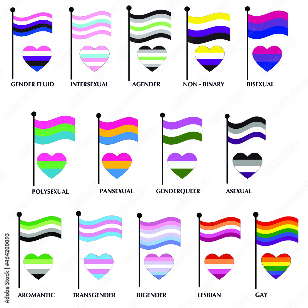 Vector set of different flags of LGBT community pride. Lesbian, gay ...