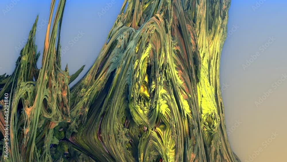 Virtual approach into the knothole of a strange withered tree stump, 3d ...