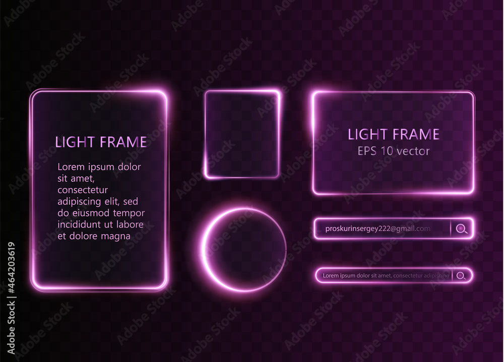 Collection of futuristic hud light pink frame. Technological background ...
