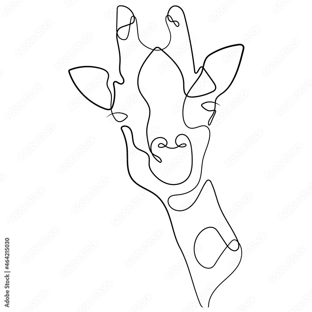 Giraffe line art in simple one line style. Continuous one line drawing ...