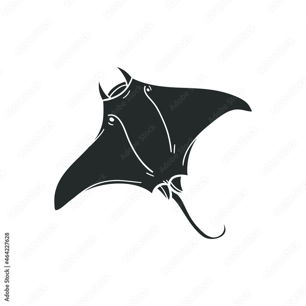 Manta Ray Icon Silhouette Illustration. Underwater Animal Mobula Vector ...