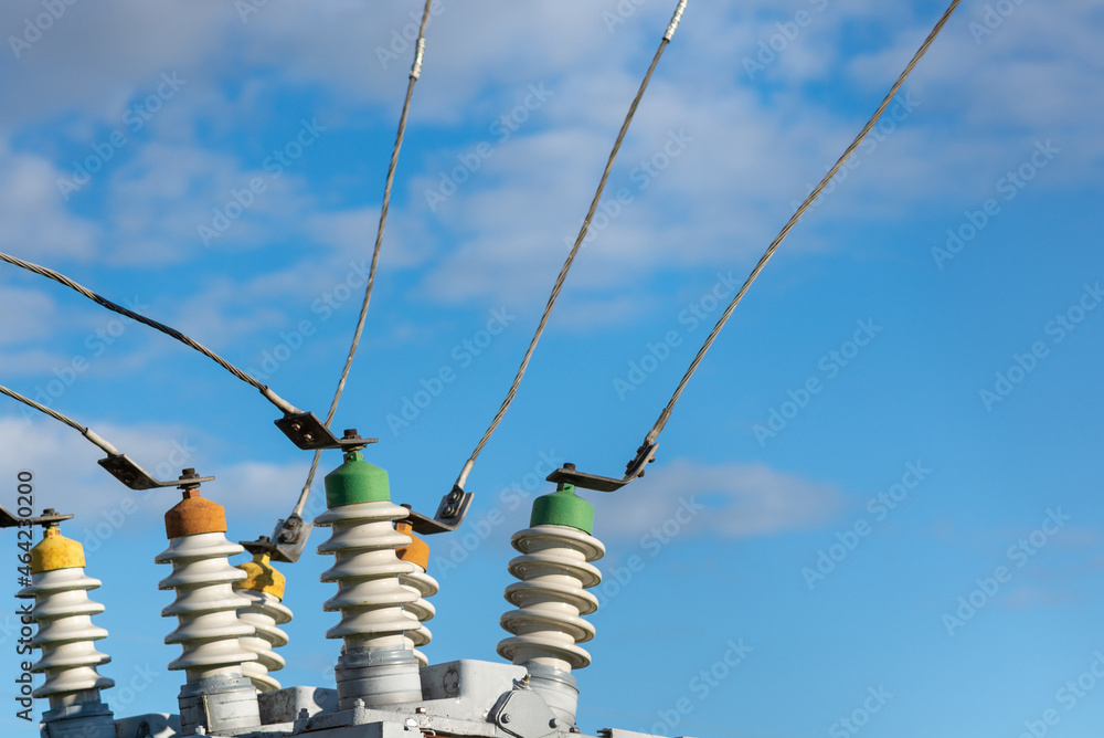 High voltage electric generator insulators.Detail of high voltage ...