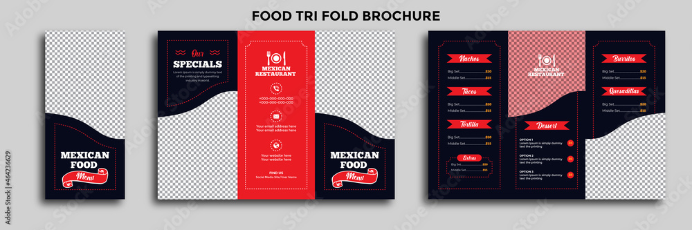 Tri-fold food delivery restaurant food menu pamphlet brochure design ...
